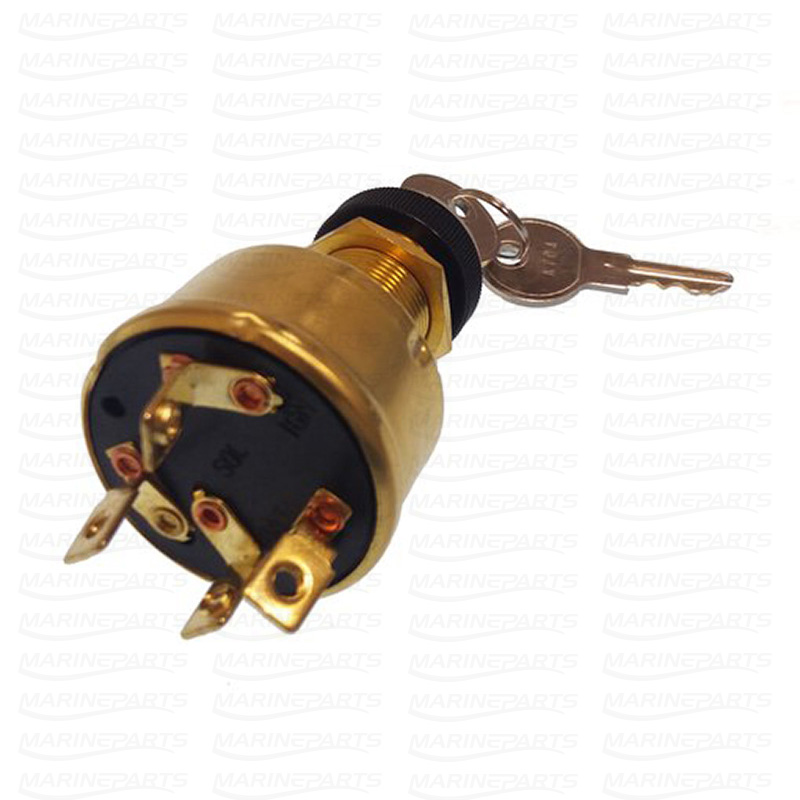 IGNITION STARTER SWITCH BRASS 4T-3Pos w/Cap, Marineparts Finland