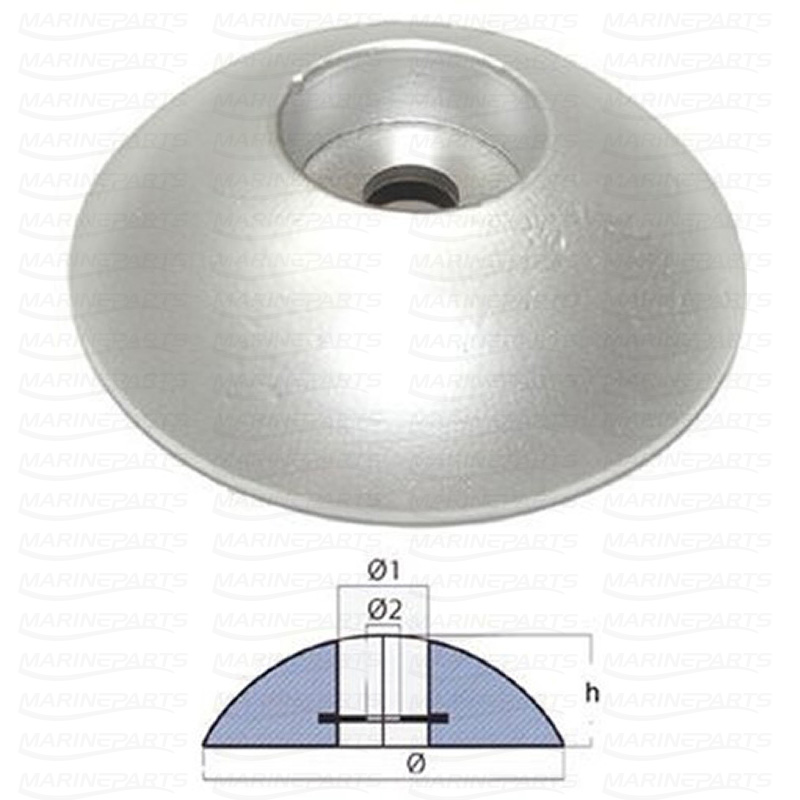 Disc anode zinc, single with steel insert, marineparts.eu