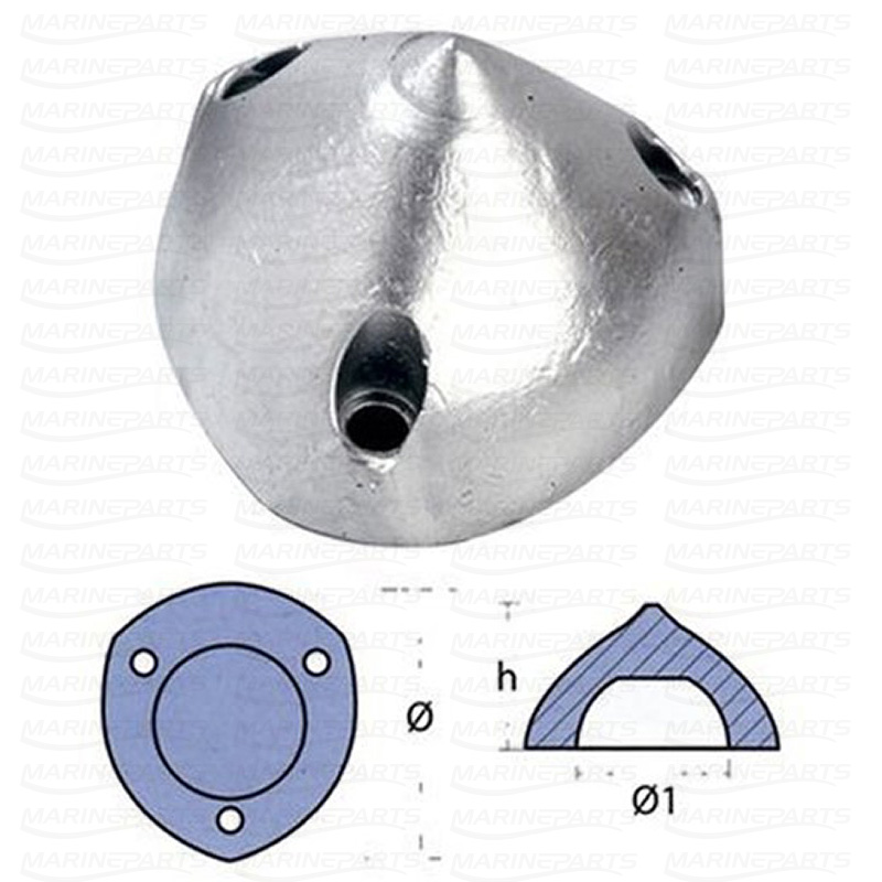 Max Prop - 3 holes propeller anode Ø100, marineparts.eu